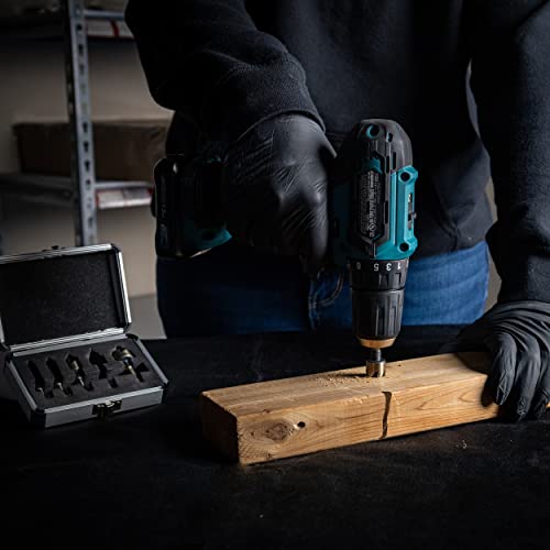 ABN Screw Countersink Kit 5-Piece SAE Drill Bit Set, 82-Degree, 1/4in Shank, 5 Flute β Metal, Wood, Rubber, Plastic