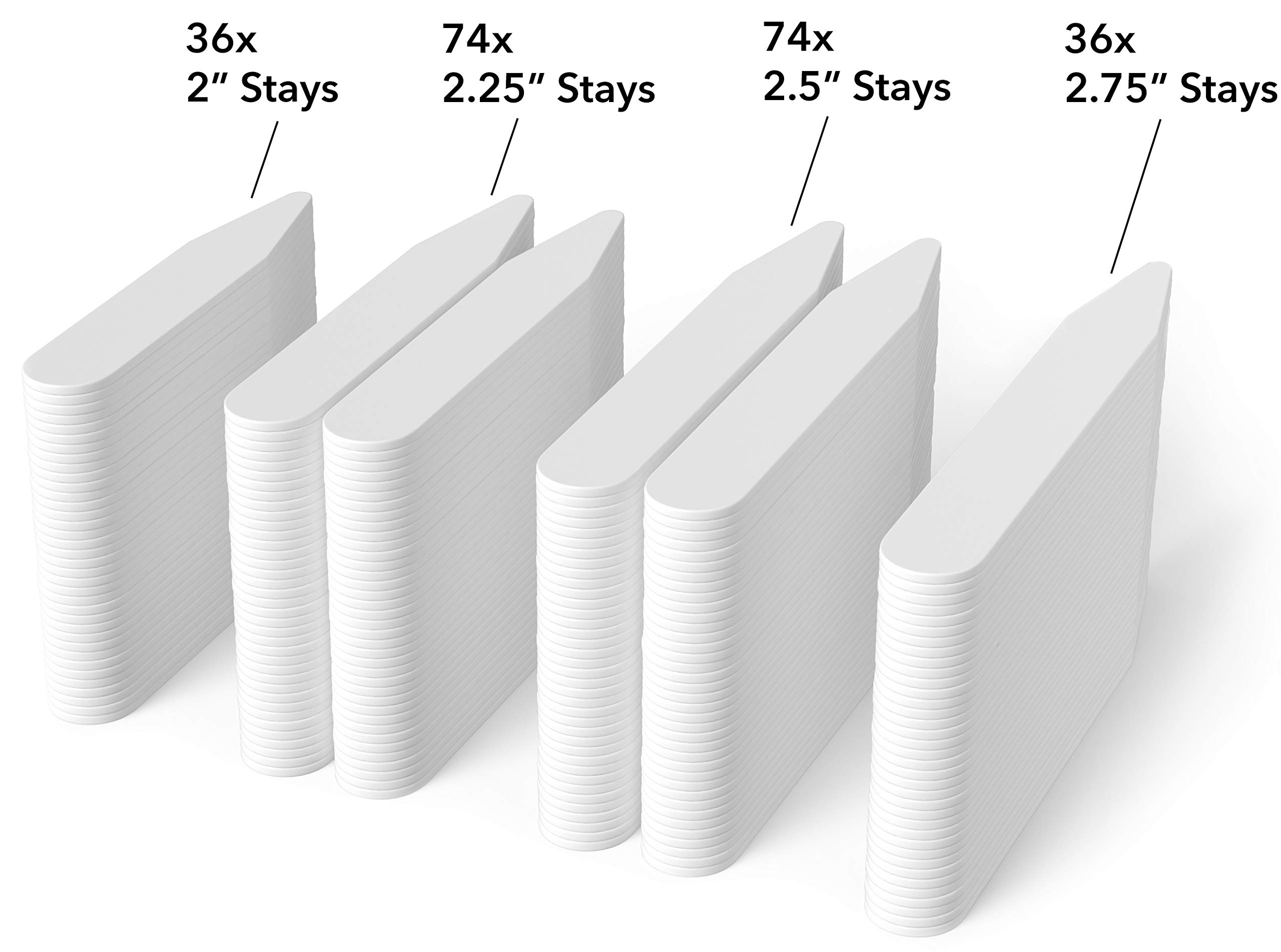 220 Plastic Collar Stays in a Divided Box - 4 Sizes