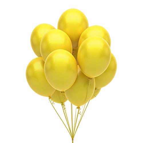 Pack of 100, 12 inches Yellow Party Balloons, Balloons Bulk, Balloons for Birthdays (Yellow)