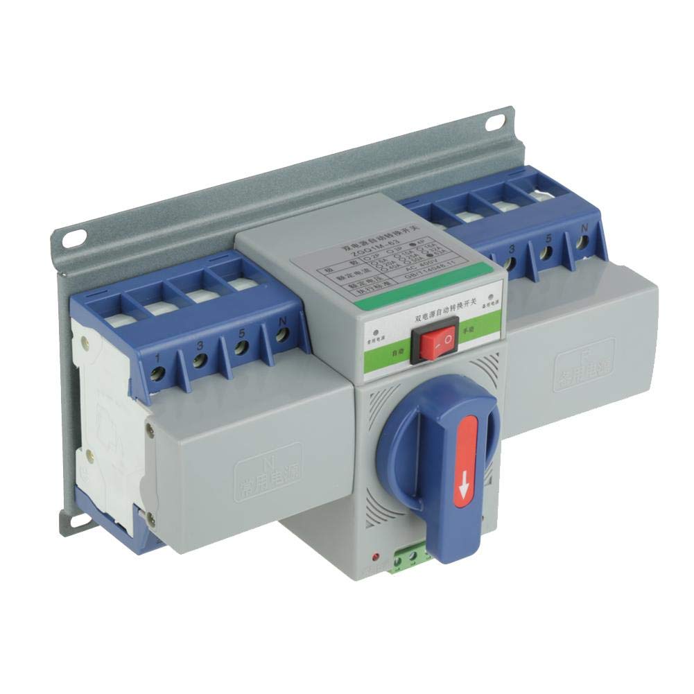 220V 63A 4P Automatic Transfer Switch, Mini Dual Power Automatic Transfer Switch Circuit Breaker High Sensitive Response Dual Electronic Power Circuit Breaker