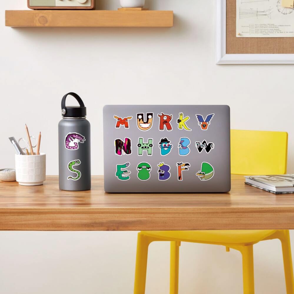 Aotoes 112 Pcs Fun Stuffed Alphabet Lore Stickers,Cute Alphabet Lore Stickers for Kids,Vinyl Letters Stickers Suitable for Children's Enlightenment Education,Waterproof Preschool Stickers for Water Bottle Laptop Book Scrapbook,Suitable for Birthday Party