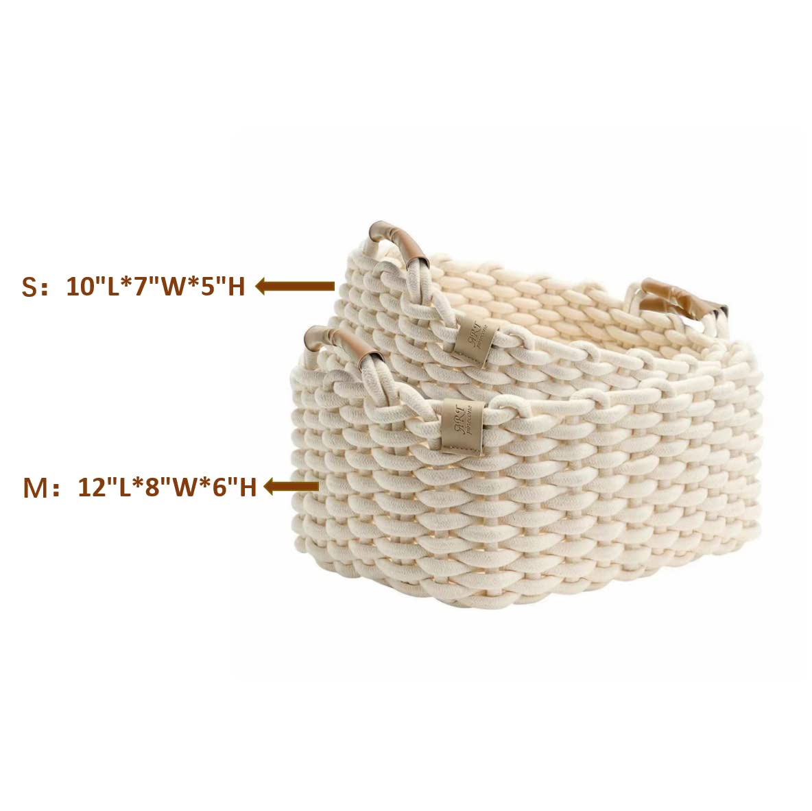 ART pinecone Handmade Thick Cotton Rope Basket | Woven Storage Basket | Basket Organizer | Woven Basket | Home Storage | Home Decor Storage (white & red, 18"*16")