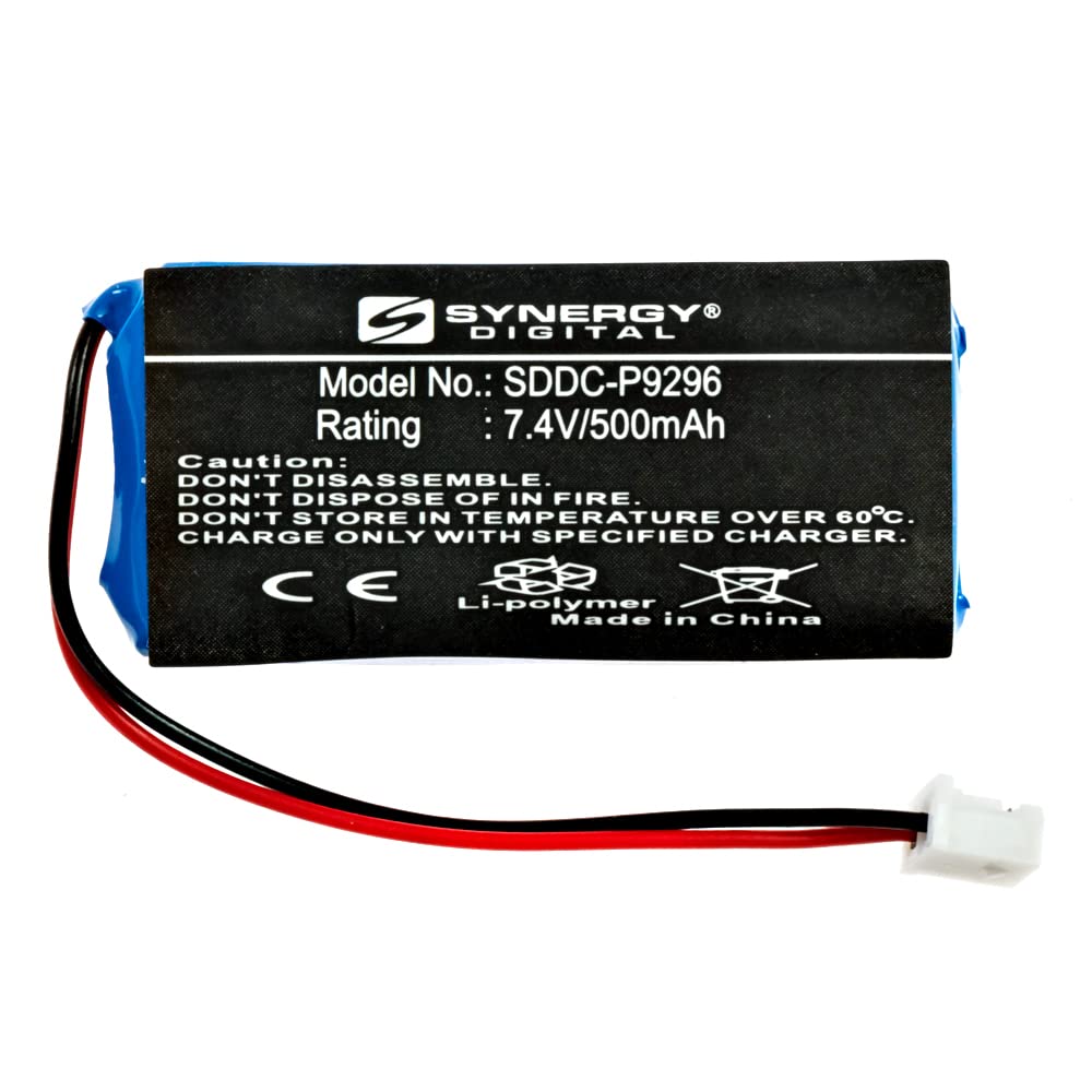 Synergy Digital Dog Collar Batteries, Compatible with AE Energy AE562438P6H Dog Collar Battery, (Li-Pol, 7.4V, 500 mAh), Combo-Pack Includes: 2 x SDDC-P9296 Batteries