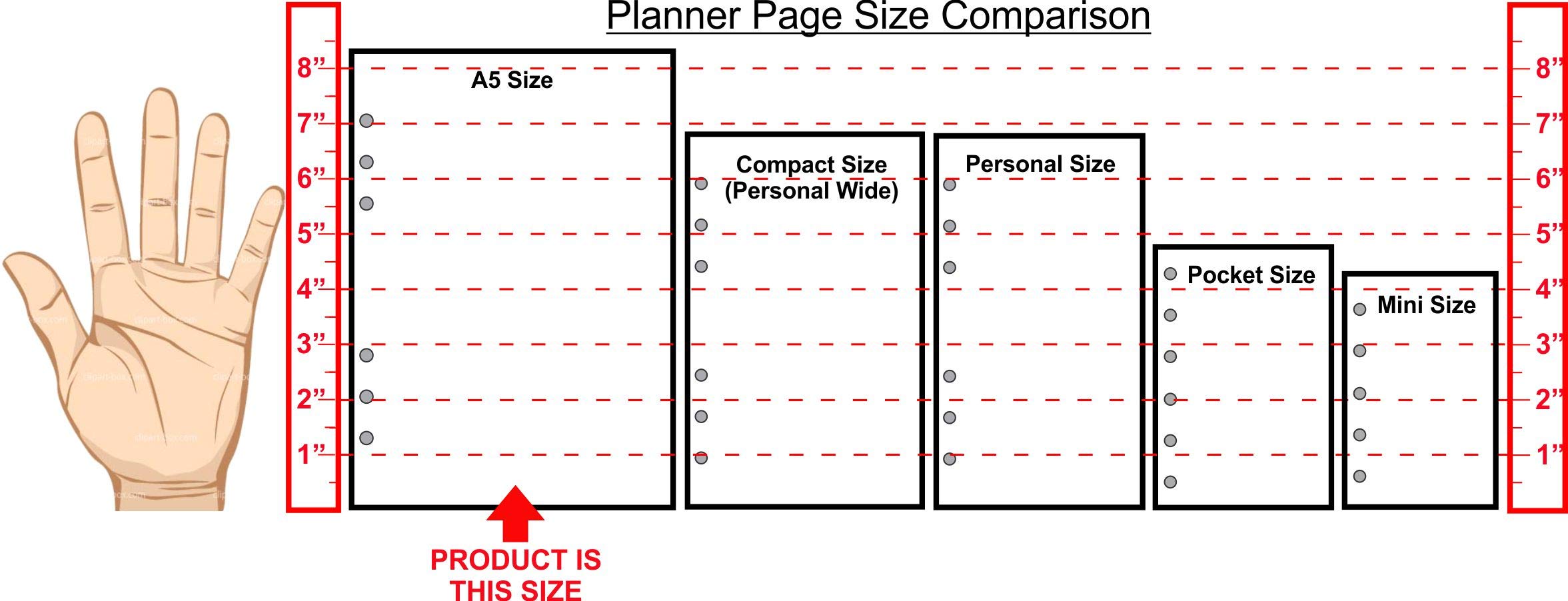 2022 Weekly Planner for A5 Size notebooks by FiloFax, Kikki-K, and Others. 1 Page Per Week, Week Starts on Monday. Style D, no Lines.