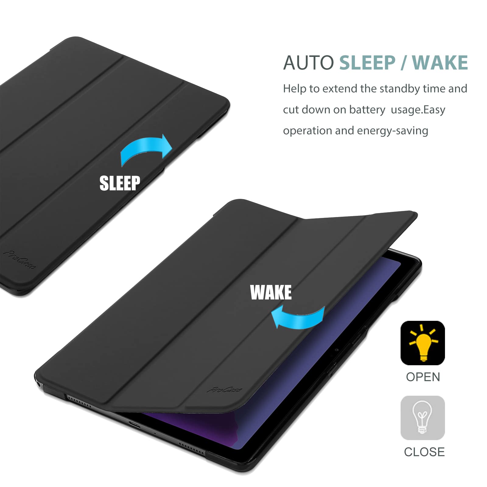 ProCase Smart Case for Galaxy Tab a7 10.4 Inch 2022 2020 (SM-T509 T500 T503 T505 T507), Protective Stand Case Hard Shell Cover for 10.4 Inch Galaxy Tab a7 10.4 -Black