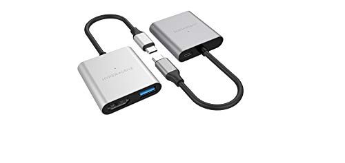 HyperDrive USB C to Hdmi 4k, USB-A 3.0 and 60W USB-C Adaptor | 3-in-1 Adapter for MacBook, Ultrabook, Chromebook and USBC Devices | Hyperdrive by Sanho | Silver