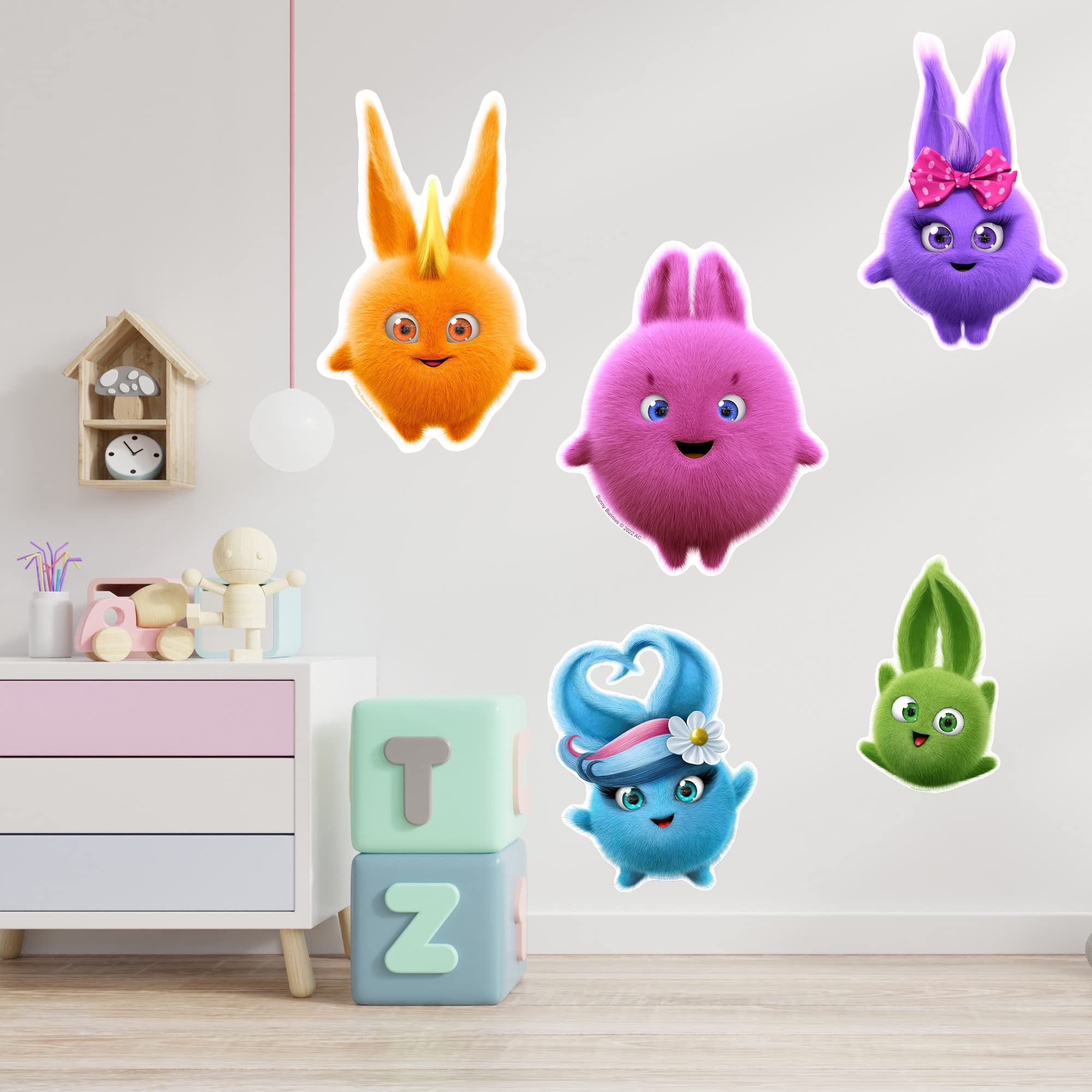 5 Pcs Sunny Bunnies Wall Stickers for Kids Room or Birthday Decorations | Sunny Bunnies Wall Decals for Kids Bedroom.