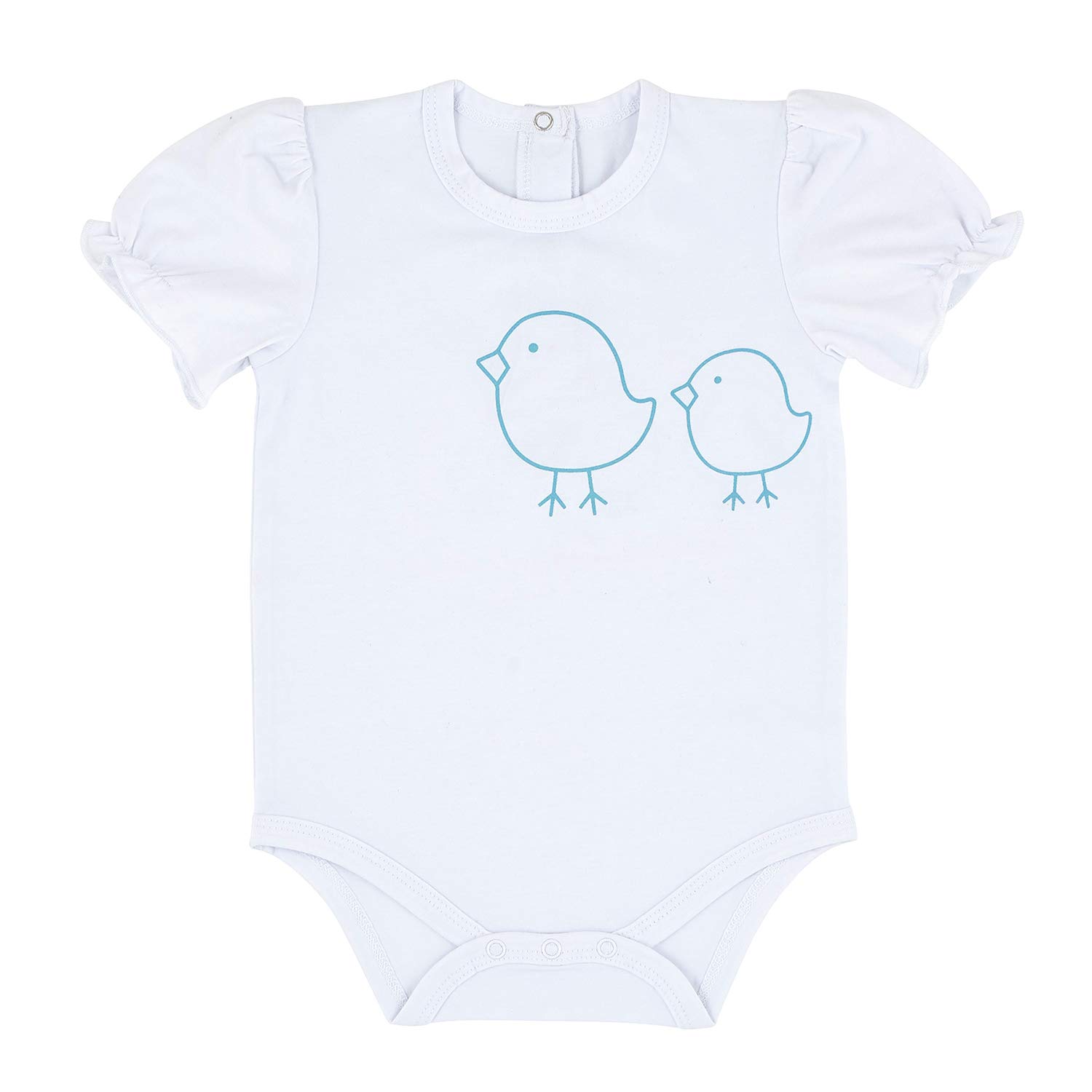 Stephan Baby Snapshirt-Style Diaper Cover, White + Blue Birdies, Fits 6-12 Months