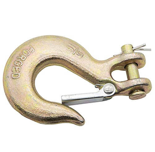 5/16 inch Clevis Slip Hook with Safety Latch, 5/16 g70 Chain Hook, 5/16 Safety Hook with Latch Forged G70 18,000 Lb Capacity for Trailer Truck Transport Tow Winch Hook Trailer