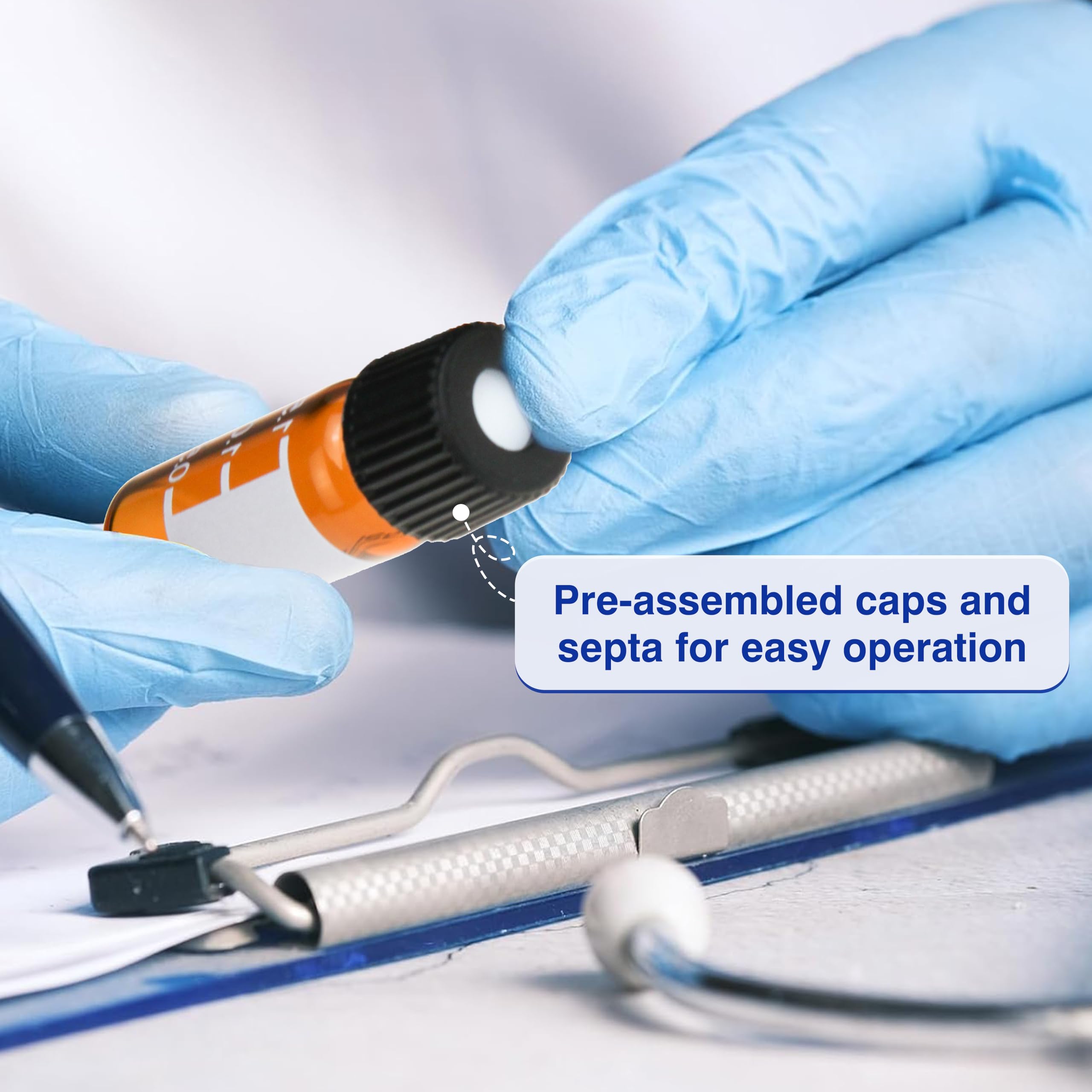 ALWSCI HPLC LC 8-425 Screw Thread Vial Caps, 8 mm, PTFE/Silicone Septa, Black, Polypropylene, 100 pcs/pk