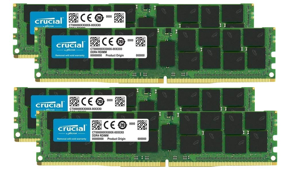 Crucial Bundle with 128GB (4 x 32GB) DDR4 PC4-21300 2666MHz RDIMM (4 x CT32G4RFD4266), Dual Ranked Registered ECC Memory