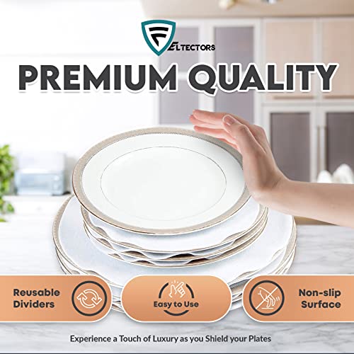 Felt Plate China Storage Dividers Dish Protectors 48 Pack White Extra Large Thick and Premium Soft (White, Round)
