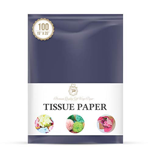 Dark Navy Blue Gift Wrapping Tissue Paper for Gift Packaging, Floral, Birthday, Christmas, Halloween, DIY Crafts and More 15" X 20" 100 Sheets