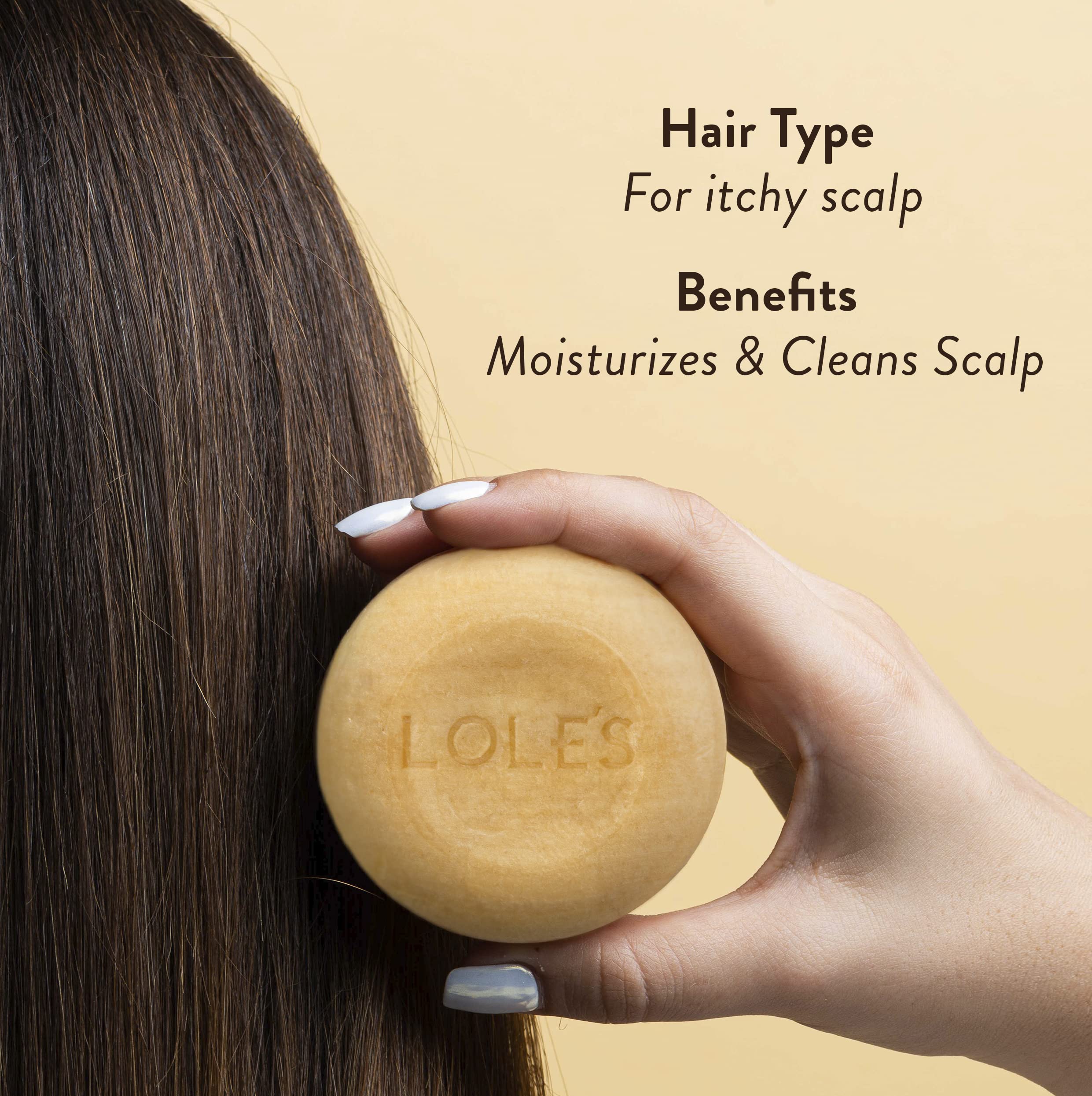 LOLE'S Shampoo Bar and Conditioner 2in1 with Jojoba Oil for Itchy Scalp & Dandruff, Moisturizes & Cleans Scalp, Travel Shampoo, Silicone Free, 3.5Oz