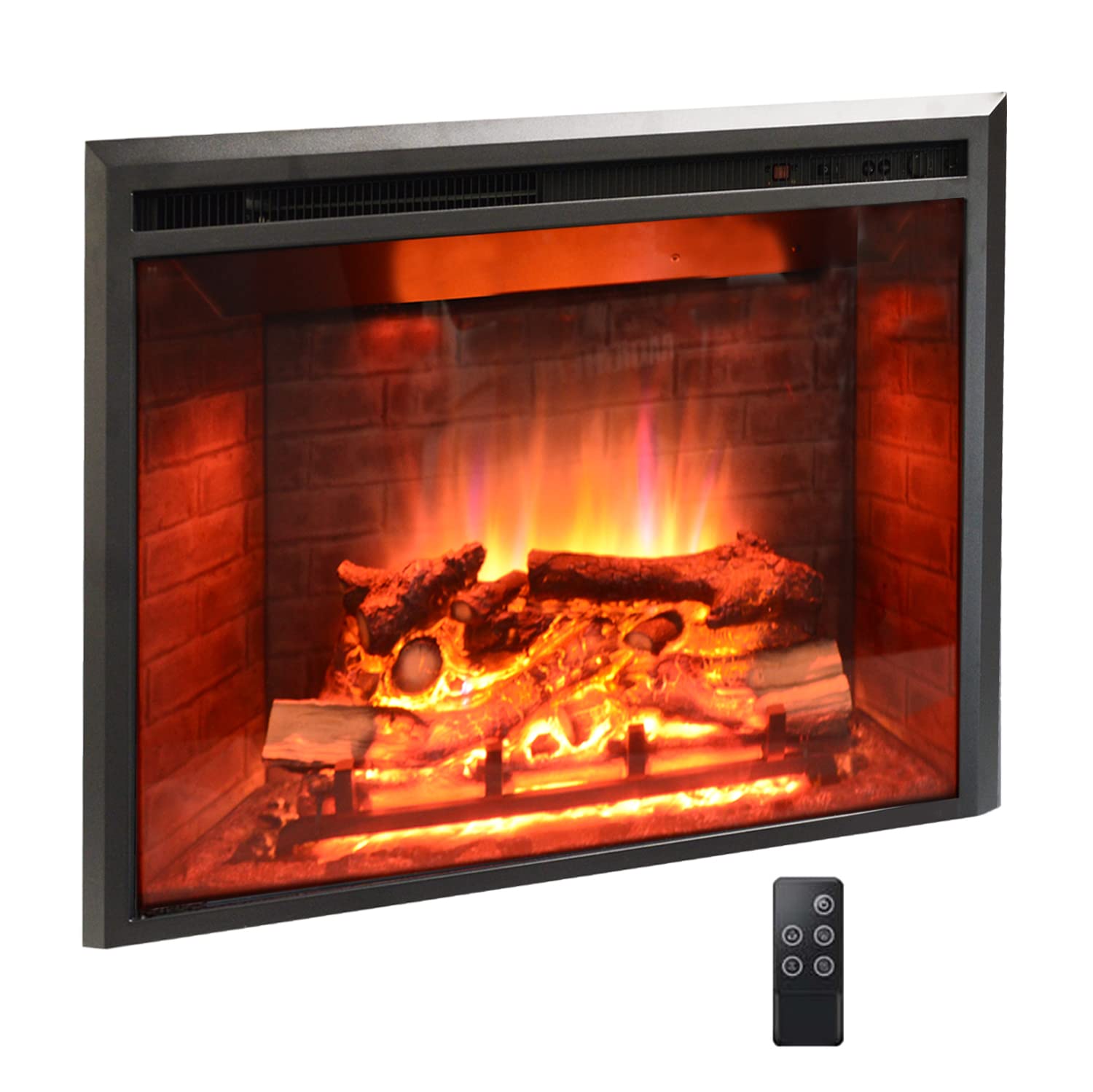 26 inch Western Electric Fireplace Insert, Heater, Recessed Mounted with Fire Crackling Sound, Remote Control, 750/1500W, Black
