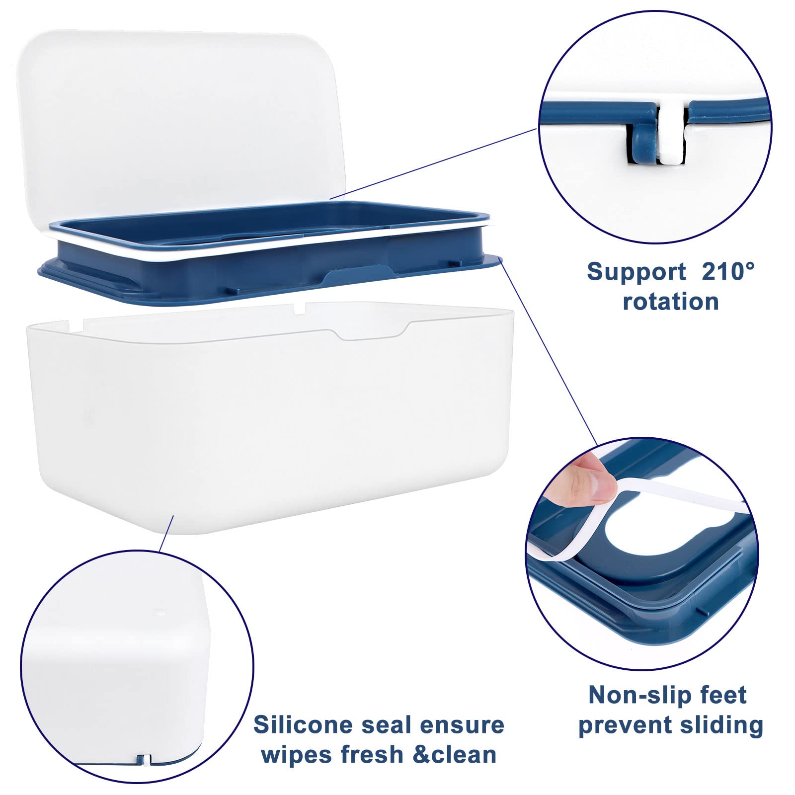 3Pack Perfect Pull Wipes Dispenser Wipe Holder Refillable Wipe Container Adult Baby Wipes Case Baby Wipe Holder Keeps Wipes Fresh with Sealing Design Bathroom Tissues Wipes Case Box(Three Color)