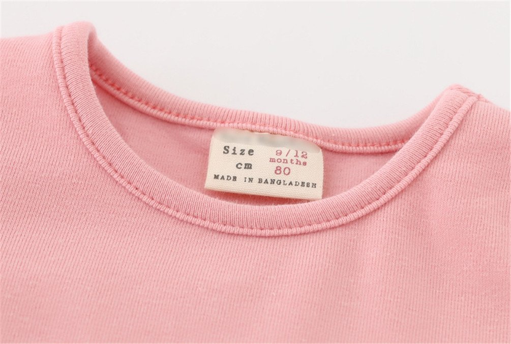 Csbks Toddler Baby Girls Long Sleeve Cotton Dress Solid Ruffle Tops 2T Pink