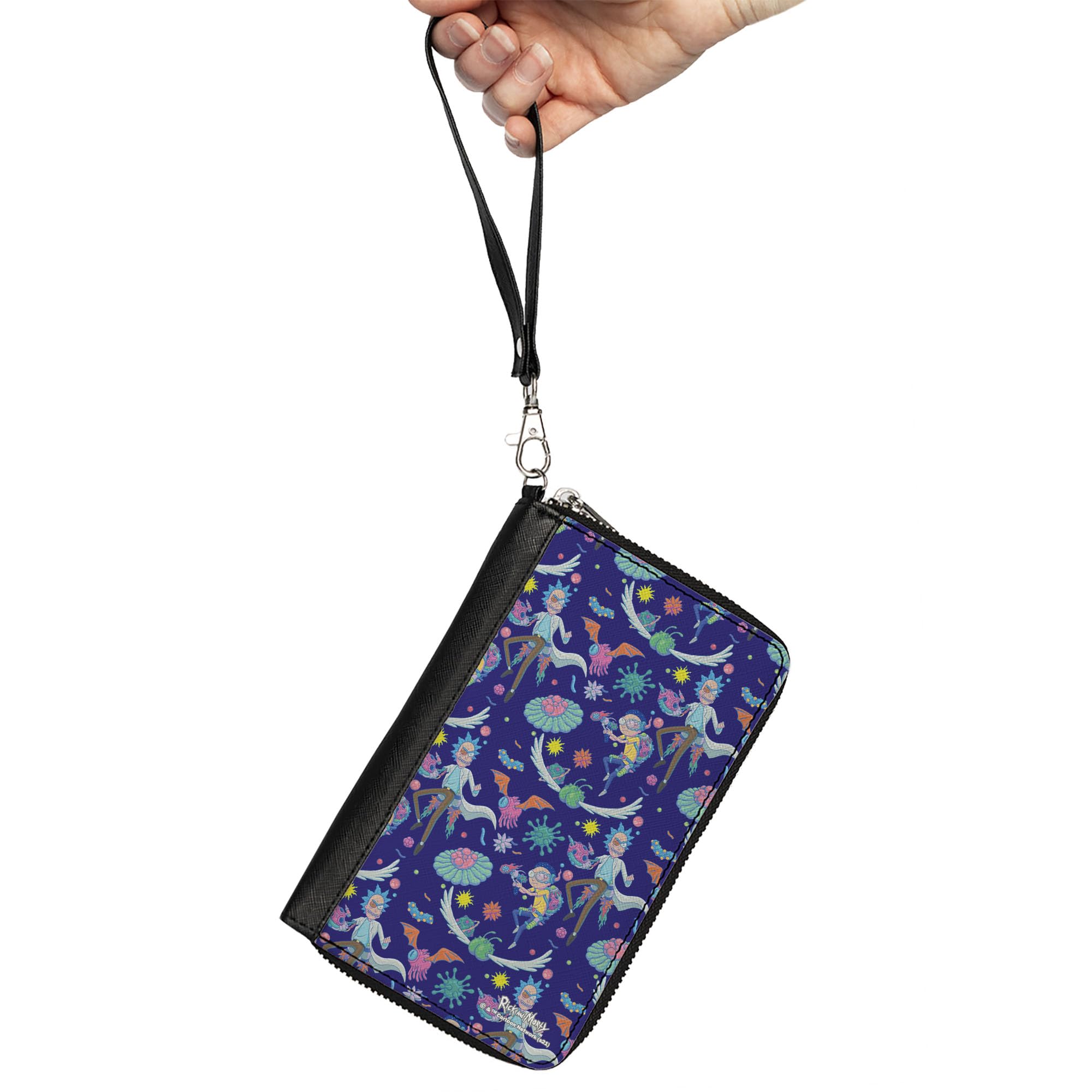 Buckle-Down Women's PU Zip Around Wallet Rectangle-Rick and Morty, 7.5"x4.5"