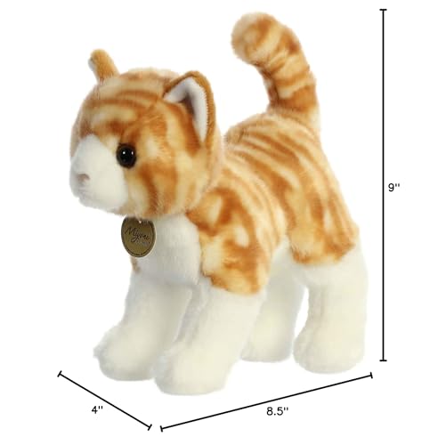 Aurora® Realistic Miyoni® Orange Tabby Cat Stuffed Animal - Lifelike Detail - Cherished Companionship - Orange 10 Inches