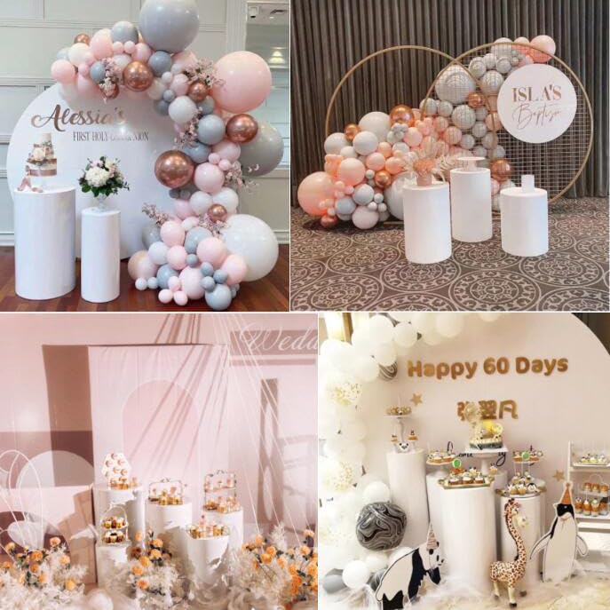 3Pcs Cylinder Pedestal Stands，for Parties Pedestal Display Plinth Pillars Dessert Table for Wedding Ceremony Birthday Party Art Decor 23.6''(L),21.6''(M),19.6''(S)