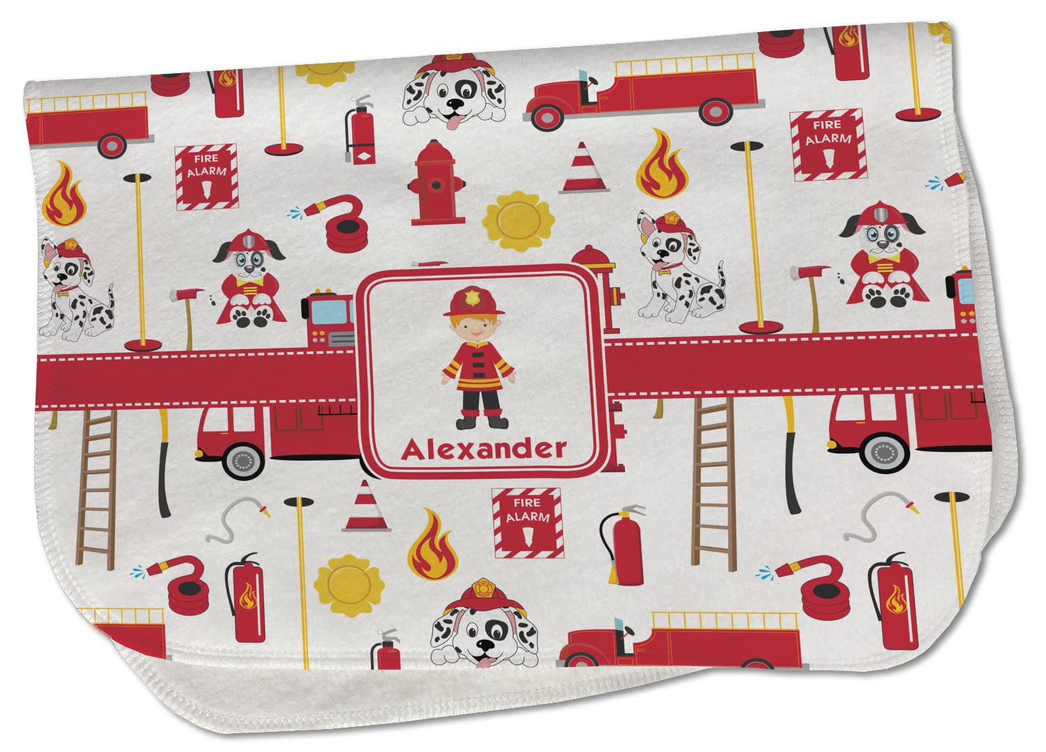 Baby Milano Personalized Firefighter Character Burp Cloth - Fleece w/Name or Text