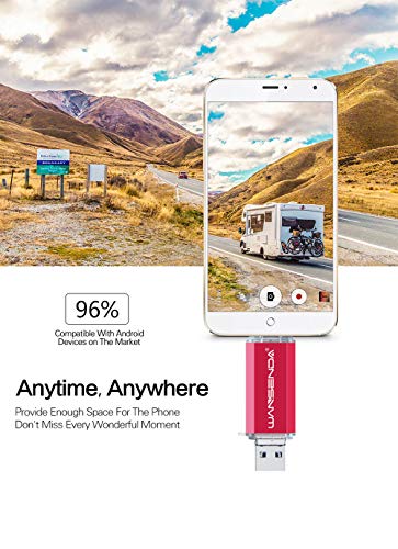 WANSENDA USB 3.1 Photo Stick 128GB 3 in 1 High Speed Flash Drive for Android Phones Type C/USB C Devices/Tablets/Samsung Galaxy,LG,Hua Wei,Google Pixel(128GB, Red)
