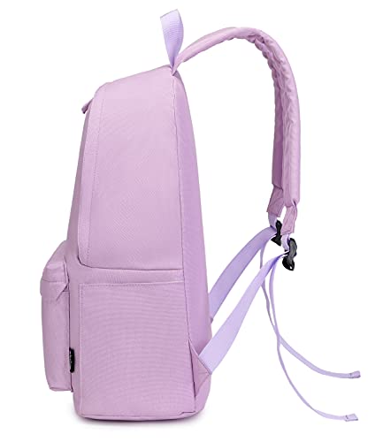 abshoo Lightweight Casual Unisex Backpack for School Solid Color Boobags (Light Purple)