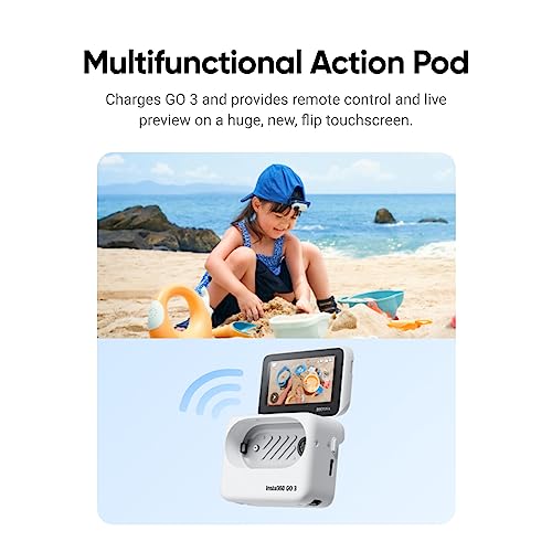 Insta360 GO 3 (64GB) β Small & Lightweight Action Camera, Portable and Versatile, Hands-Free POV, Mount Anywhere, Stabilization, Multifunctional Action Pod, Waterproof, for Travel, Sports, Vlog