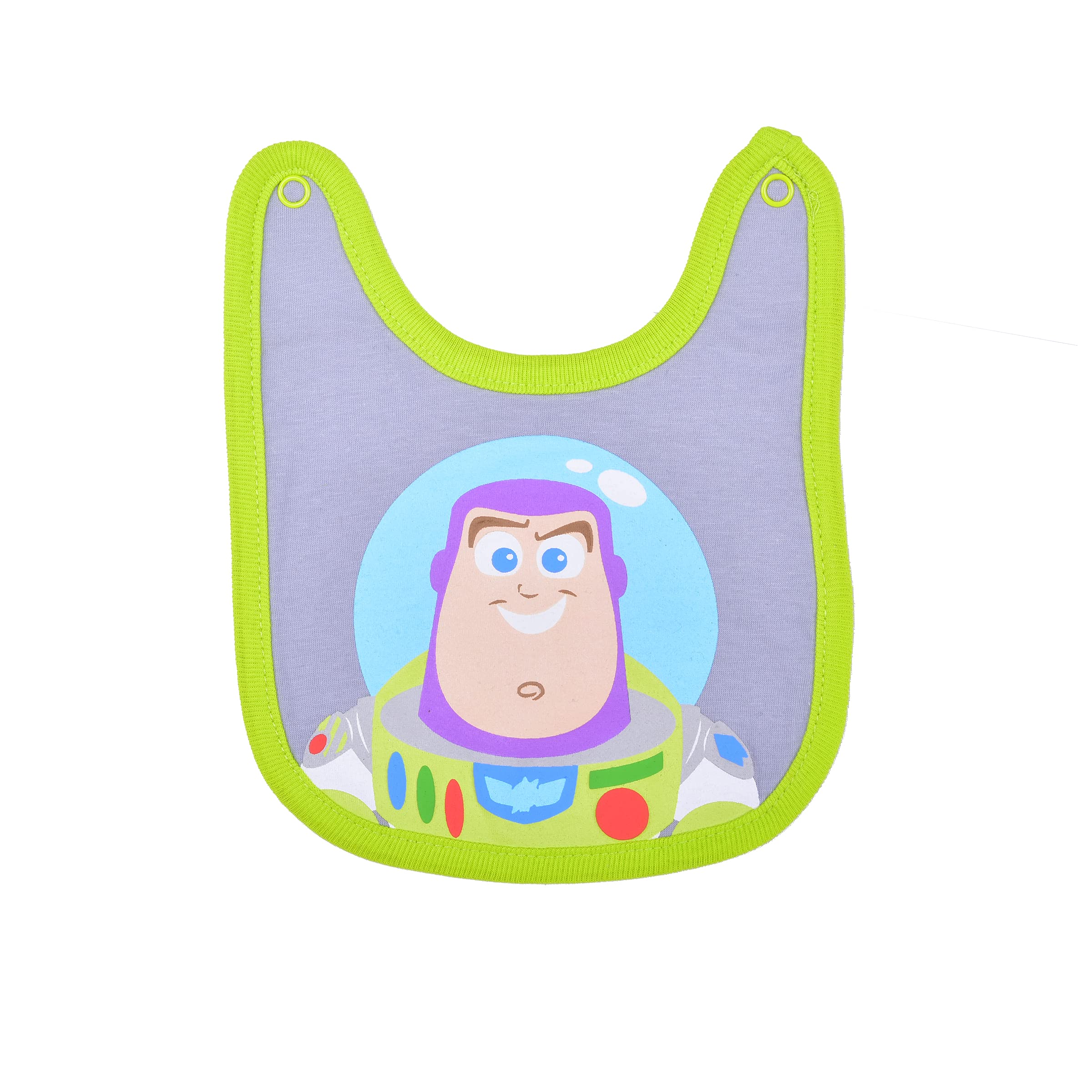 Disney Baby-Boys 1 Buzz Lightyear Toy Story Creeper and 2 Buzz Bibs To Attach To The Creeper, White/Gray, 6-9 Months (3-Piece)