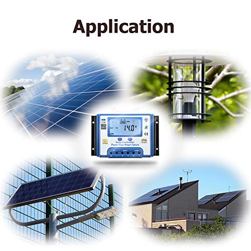 60A Solar Charge Controller 12V/24V Automatic Voltage Recognition Solar Panel Charging Discharge Regulator with Dual 5V USB Output Backlight LCD Display