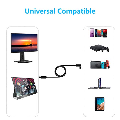 USB C Video Cable Right Angle 10ft, 4K UHD with Audio Support 100W PD Fast Charge and Data Syncing at Gen2 10Gbps High Speed Compatible for USB C iPad Pro, MacBook Pro, iMac, Surface Pro and More