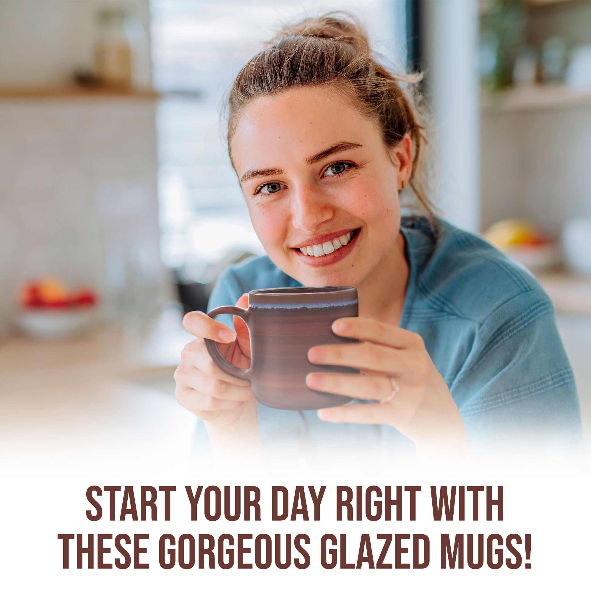American Atelier Ceramic Glazed Jumbo Coffee Mugs | Set of 2 | Big Tea Mugs with Large Handle Design | Dishwasher and Microwave Safe | Made of Stoneware | 21oz (Mauve)