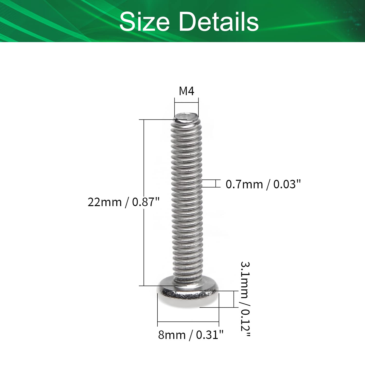 Yinpecly 20Pcs M4-0.7x22mm Knob Pull Machine Screws Metric Pan Head Phillips Drive Cross Head Screw 304 Stainless Steel Full Thread Fasteners Bolts Silver Gray Cabinet Door and Drawer Screws
