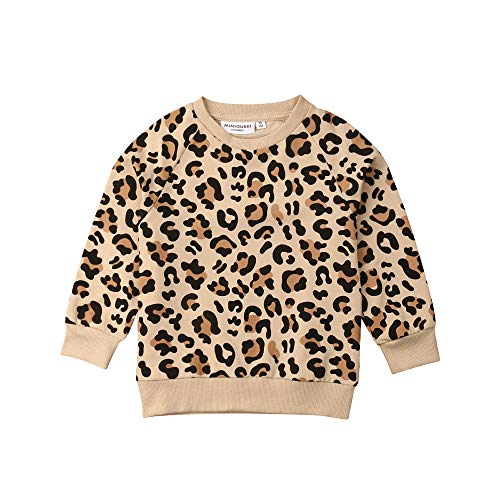 Ayalinggo Toddler Little Baby Girls Boys Leopard Sweatshirt Casual Pullover Sweater Long Sleeve Shirt Blouse Tops Fall Winter Outfit Clothes (Leopard Print Sweatshirt, 4-5T)