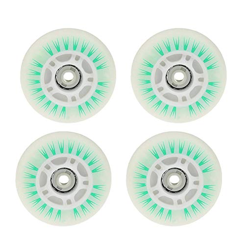 Gaweb Skating Shoes Wheels,4Pcs 76/80mm Skating LED Luminous Flashing Inline Roller Skates Shoes Wheels Green 76mm