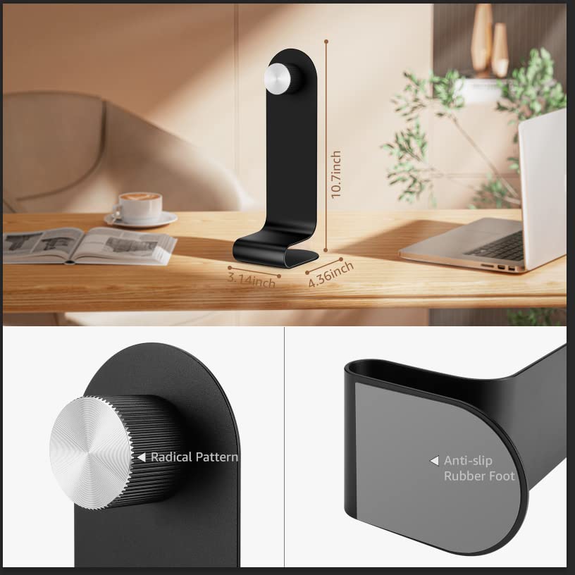 aplslpa Headphone Stand, Headset Stand β Spline β Aluminum Alloy Desk Earphone Stand with one Body Solid Design, for Medium and Small Size Headphone (Licorice Black)