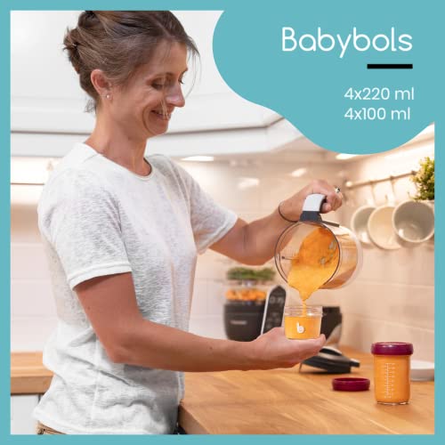 Babymoov Glass Food Storage Containers | Leak Proof Stackable & Reusable Glass Jars (Pick Your Set Size), X8