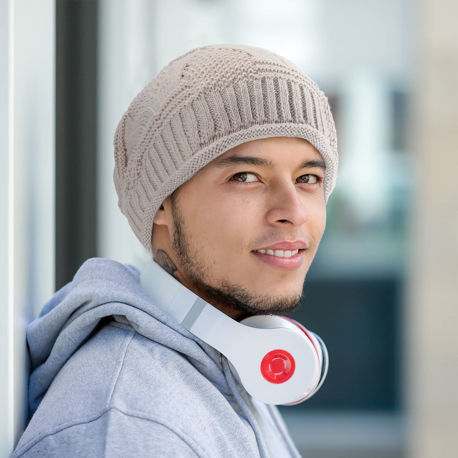 4 Pieces Knit Slouchy Beanie Hat for Women Men Oversized Soft Warm Winter Beanie Hat Chunky Stretch Cable Knit Beanie (Cute Colors)