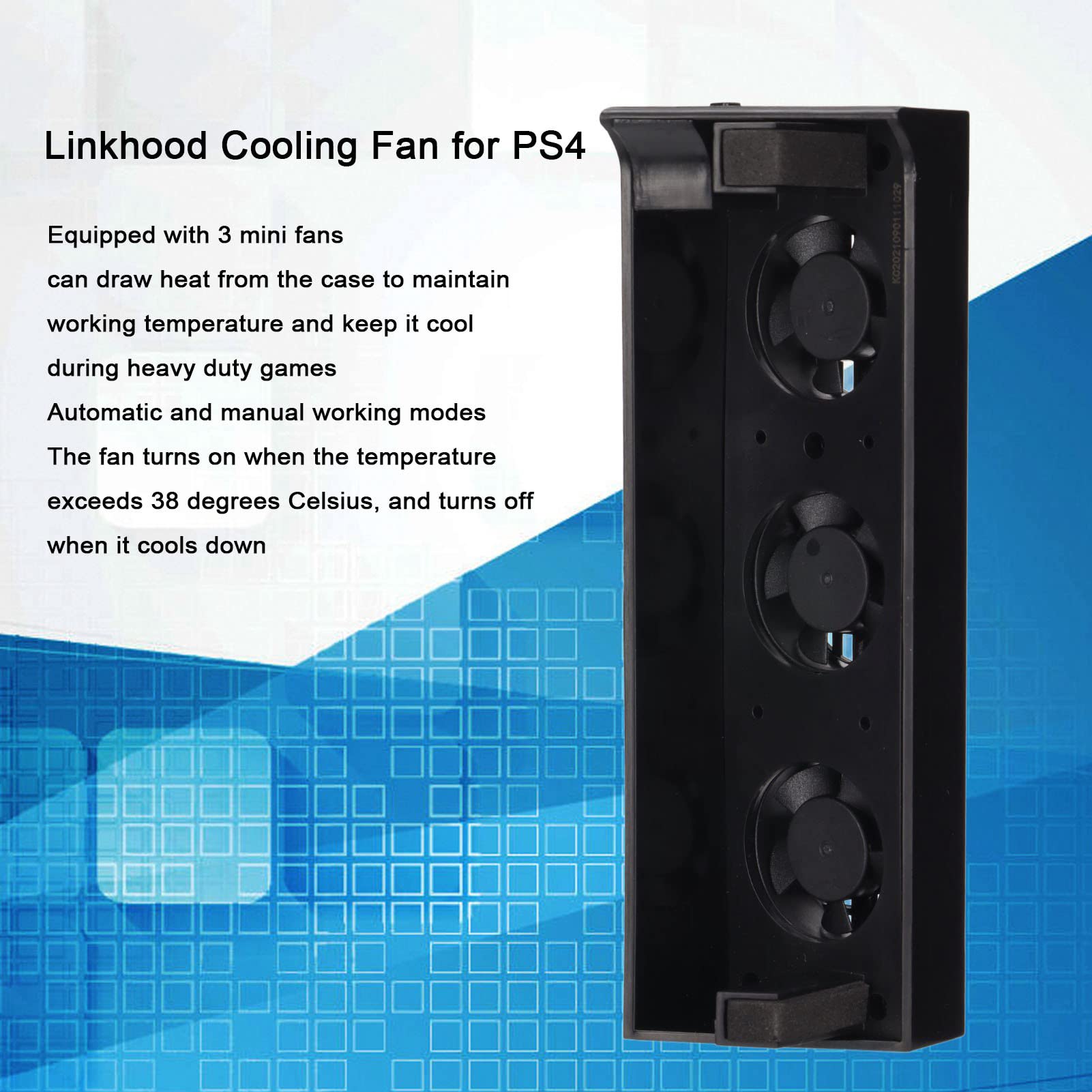 Auto Cooling Fan for PS4 Slim, Intelligent Automatic Temperature Sensor Controlled Radiator External USB Cooler 3 Fan Low Noise for PS4 Slim Gaming Console