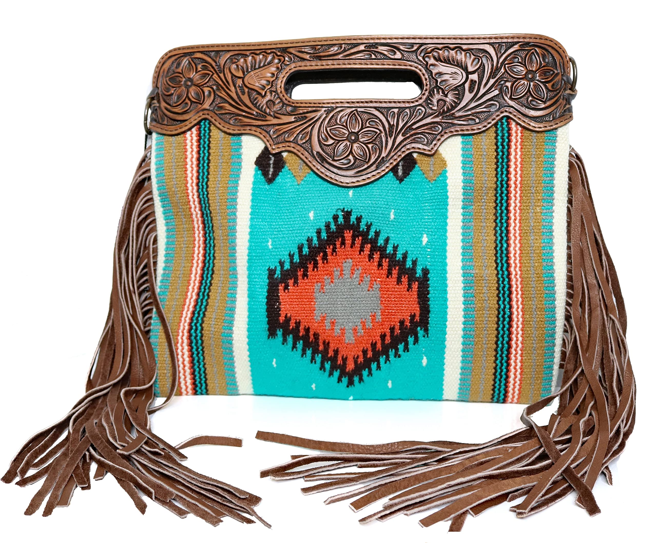 American Darling Aztec Cross Body Bag In Blue Style Number ADBG496E (Turquoise)