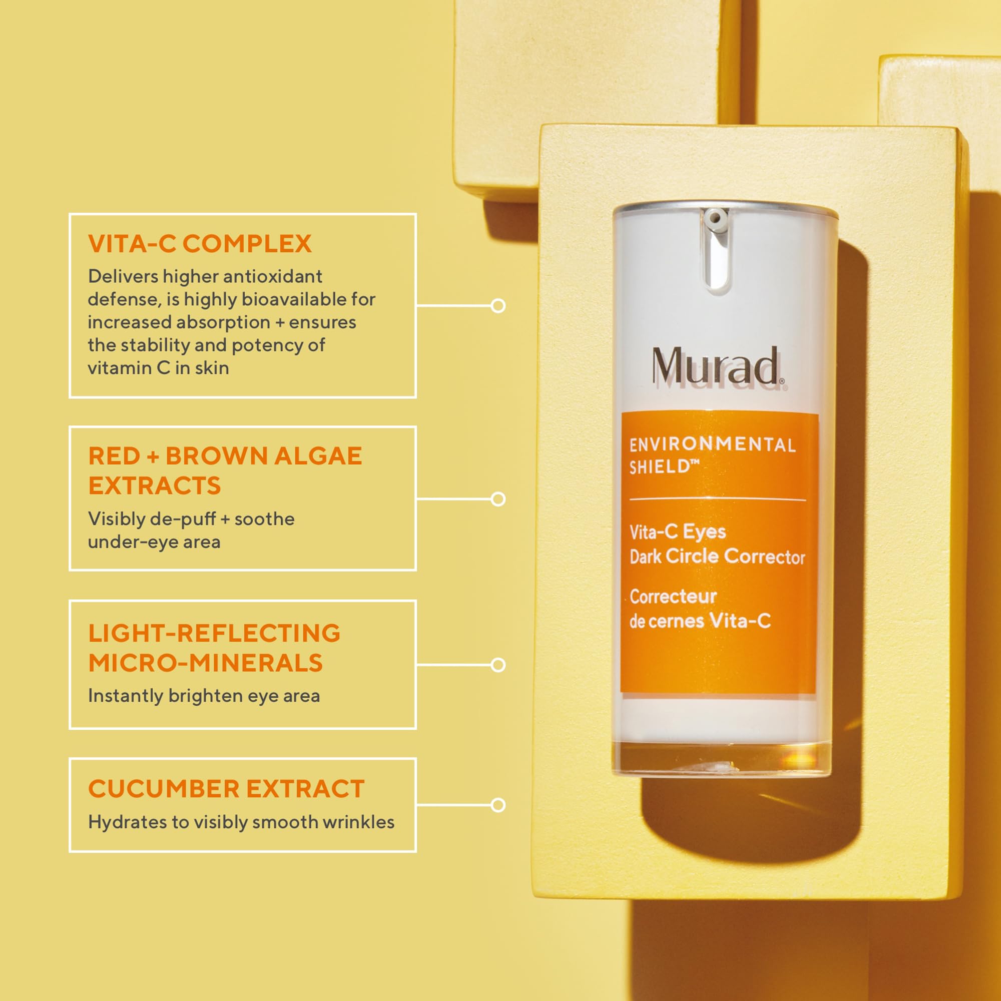 Murad Vita-C Eyes Dark Circle Corrector β Environmental Shield Vitamin C Brightening Serum β Anti-Aging Treatment for Puffiness and Wrinkles, 0.5 Fl Oz