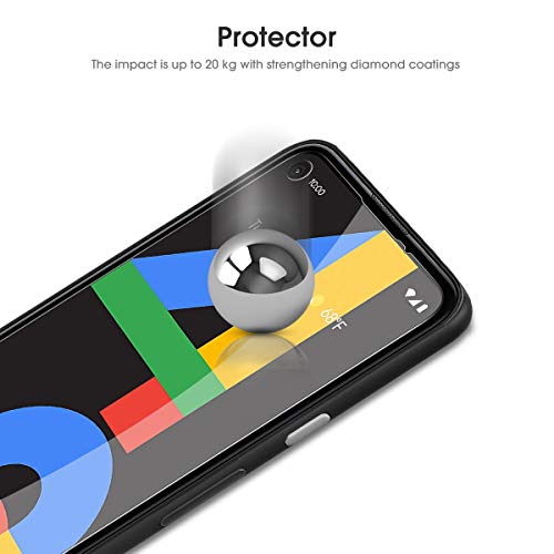 OMOTON [4 Pack] Screen Protector for Google Pixel 4a (Not Fit for 4a 5G), Scratch Resistant/Easy-Install/Bubble Free/Tempered Glass Screen Protector Compatible with Google Pixel 4a