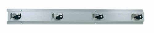Bradley 9954-000000 Stainless Steel 4 Hooks Mop and Broom Holder, 36" Length x 4" Height