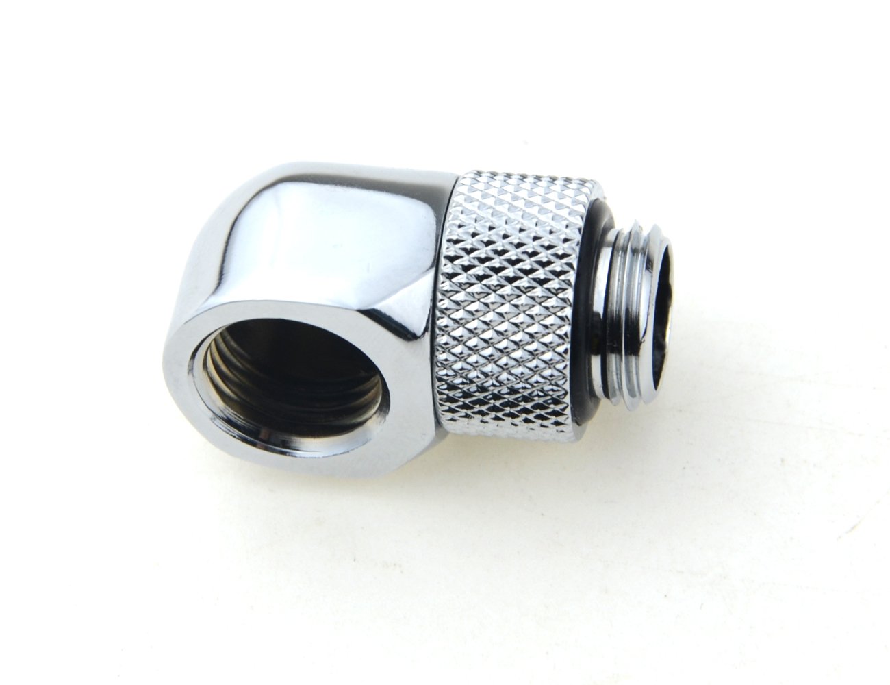 BXQINLENX Nickel-Plated Brass Silver Chrome G 1/4" Male to Female 90° Rotary Enhance Multi-Link Adapter Fitting for Computer Water Cooling System(4 PCS)