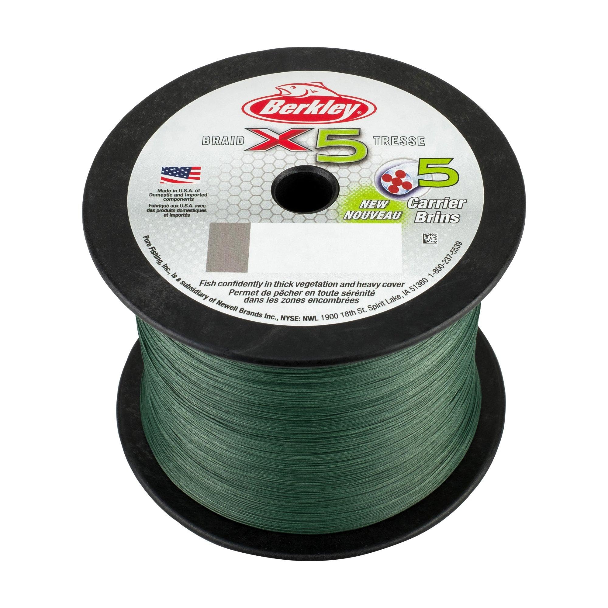 Berkley x5 Braid Superline, Crystal, 15-Pound Break Strength, 2188yd Fishing Line, Suitable for Freshwater and Saltwater Environments
