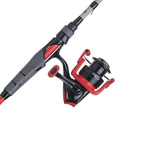 Abu Garcia 6’6” Max X Fishing Rod and Reel Spinning Combo, 3 +1 Ball Bearings with Lightweight Graphite Body & Rotor, Rocket Line Management System, Red, 30 - 6'6" - Medium - 1pc