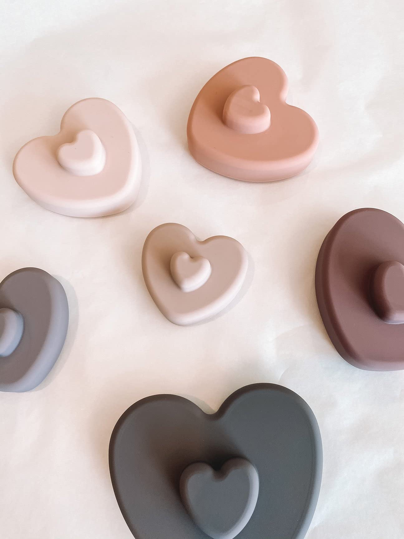 Baby Step Silicone Stacking Toys for Babies – Soft Building Tower & Baby Teether, Educational Ring Stacker Baby Sensory Toy, 6 Pieces Heart Shaped Purple Stacking Rings Tower