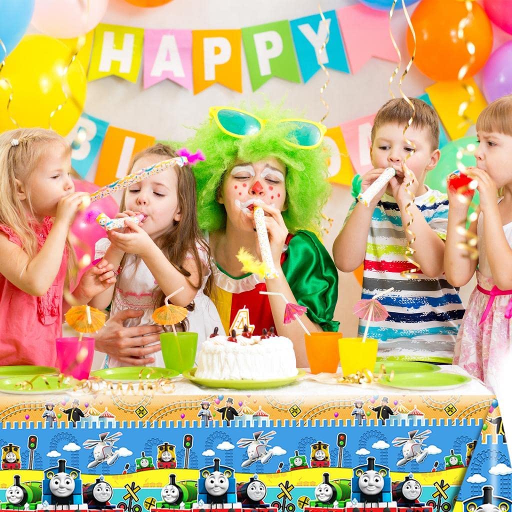 3Pcs Thomas The Train Birthday Party Supplies Tablecloth,Thomas Birthday Theme Tablecloth Cover Disposable Birthday Decorations ,42.5X70.9 Inch