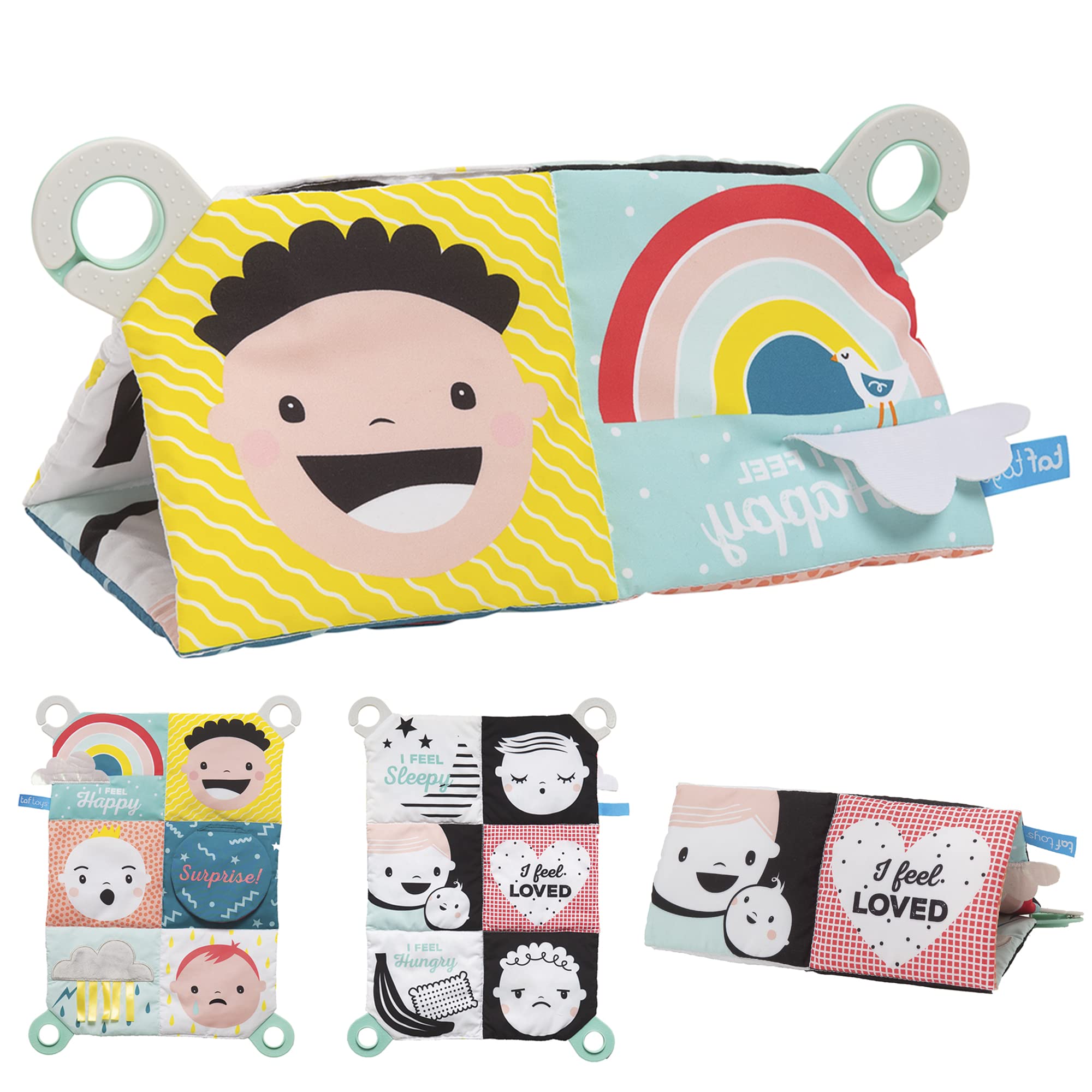 Baby Steps Tummy Time Mirror Toys 0-6 Months Crinkle Baby Book High-Contrast Toys Teether Toy Newborns and Infants 0-6 Months Brain Development Montessori Newborn Sensory Toys for Boys Girls Gifts