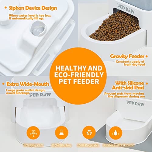 Automatic Food and Water Dispenser Set for Cat Dog, Gravity Auto Feeder Waterer Large Capacity 1 Gallon x 2 for Small Medium Large Pet with Mat